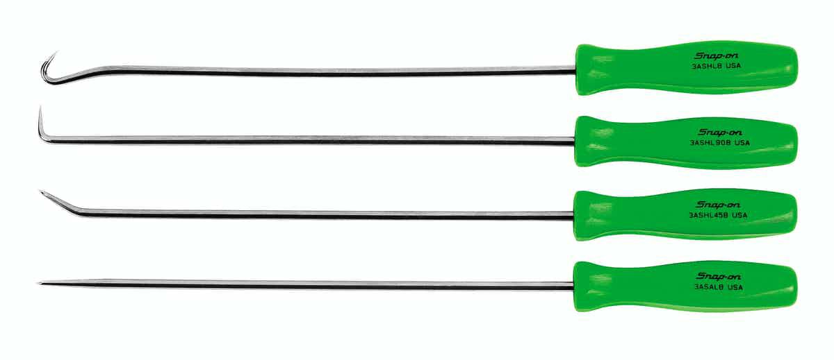 SNAP-ON 4pc ロングピック&フックツールセット クラシックグリップ グリーン ASAL204BG | WORLD IMPORT TOOLS